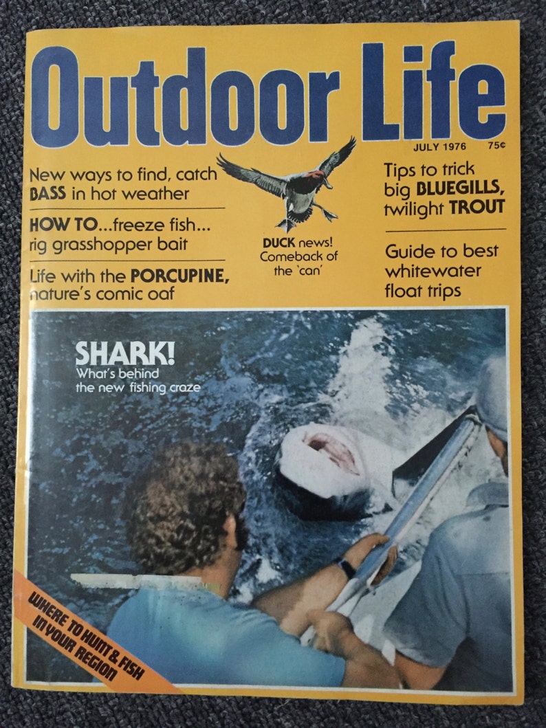 Vintage 1976 Outdoor Life Magazine Shark JAWS Hunting - Etsy