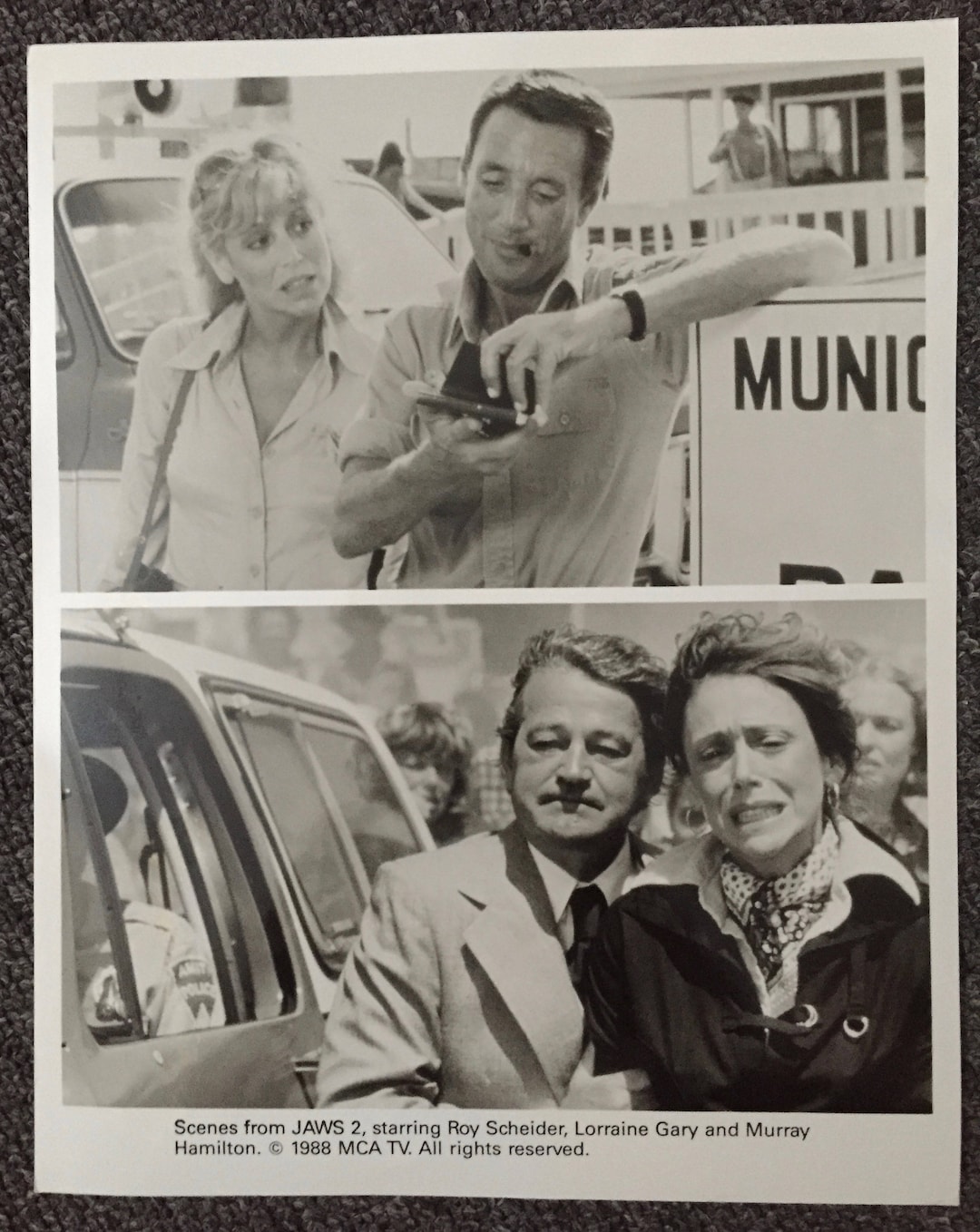 Vintage JAWS 2 TV Glossy Newspaper Photo! Roy Scheider! Lorraine Gary ...