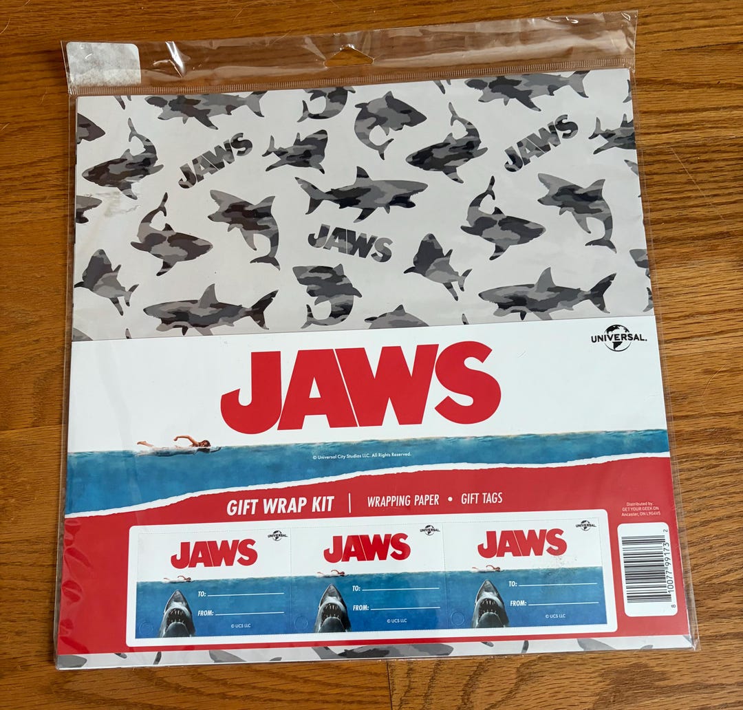Factory Sealed JAWS Wrapping Paper & Gift Tags! Official Universal ...