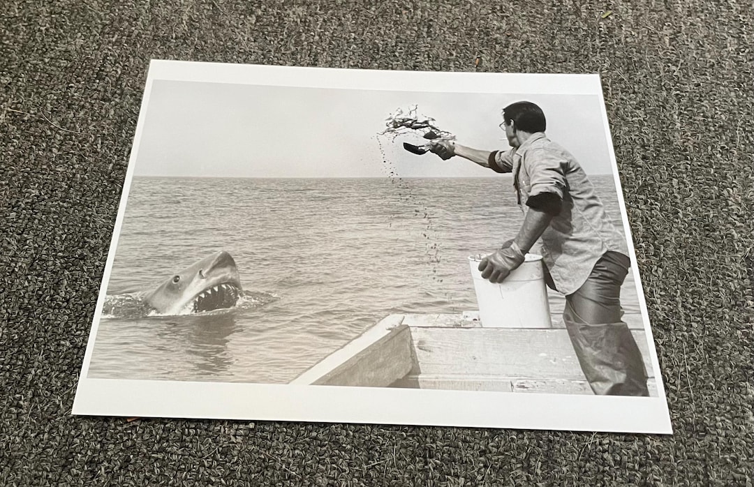 JAWS 1975 Glossy Photo! Chum Scene! Roy Scheider! Steven Spielberg ...
