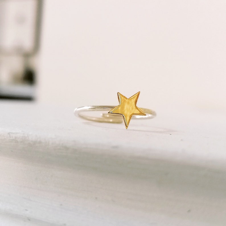 Dainty Star Charm Ring Stacking Star Promise Ring in Gold & Silver ...