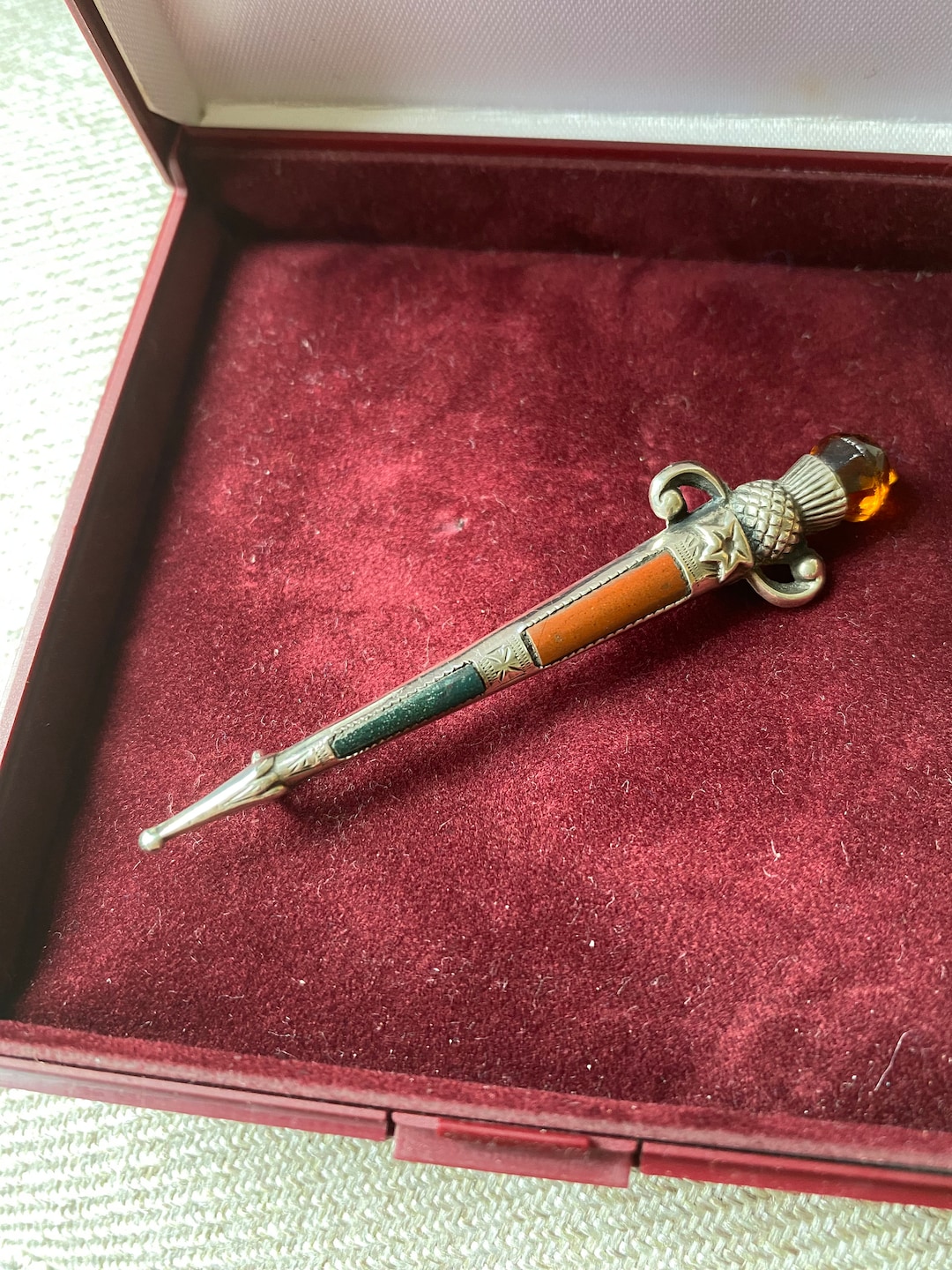 Scottish Antique Dirk Brooch Kiltpin Silver Agate DB - Etsy