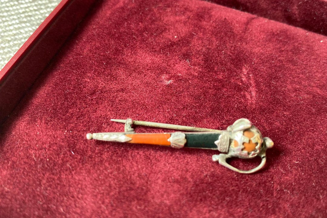 Scottish Kiltpin Rare Antique Miniature Cutlass Silver Agate V5 - Etsy