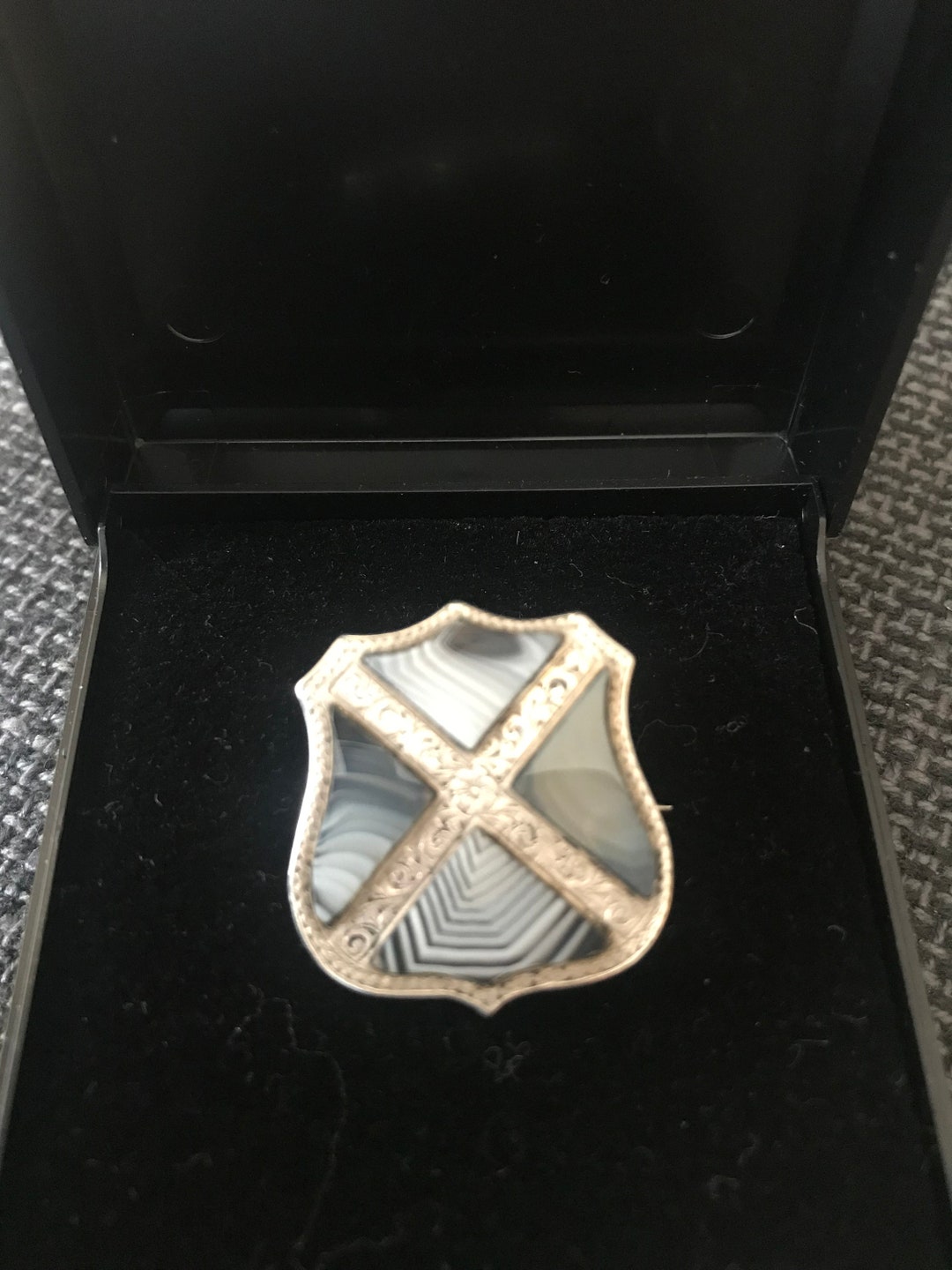 Scottish Flag Antique Brooch Silver Agate Sf - Etsy