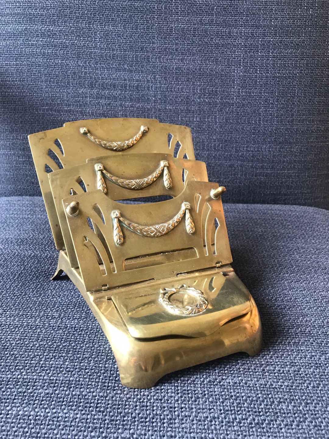 Antique Letter Rack Foldable Brass Portable Festive Gift Idea - Etsy ...