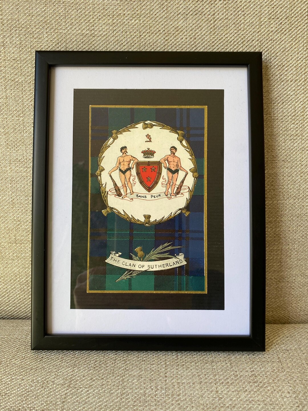 Sutherland Clan Tartan Coat of Arms Antique Framed - Etsy