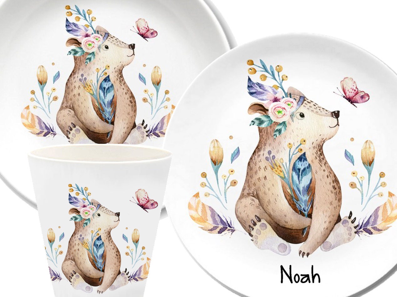 Kindergeschirr personalisiert Kinderteller mit Name Melamin - Etsy.de