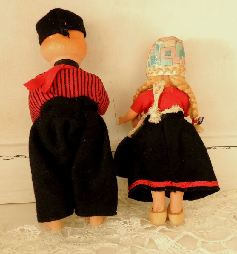 Vintage Dutch Folk 2 Dolls Girl and Boy Toy, Lassie Boy, Original ...