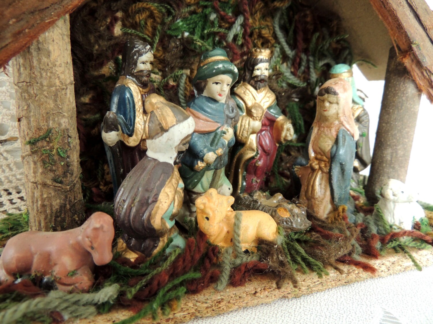 Vintage Christmas Nativity Creche Set Baby Jesus in Manger - Etsy