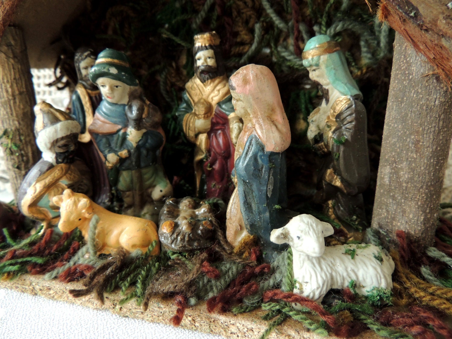 Vintage Christmas Nativity Creche Set Baby Jesus in Manger - Etsy