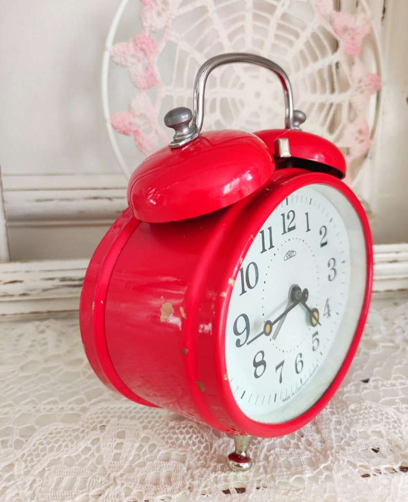 Vintage Alarm Clock Mechanical Oval Twin Bells Prim - Etsy