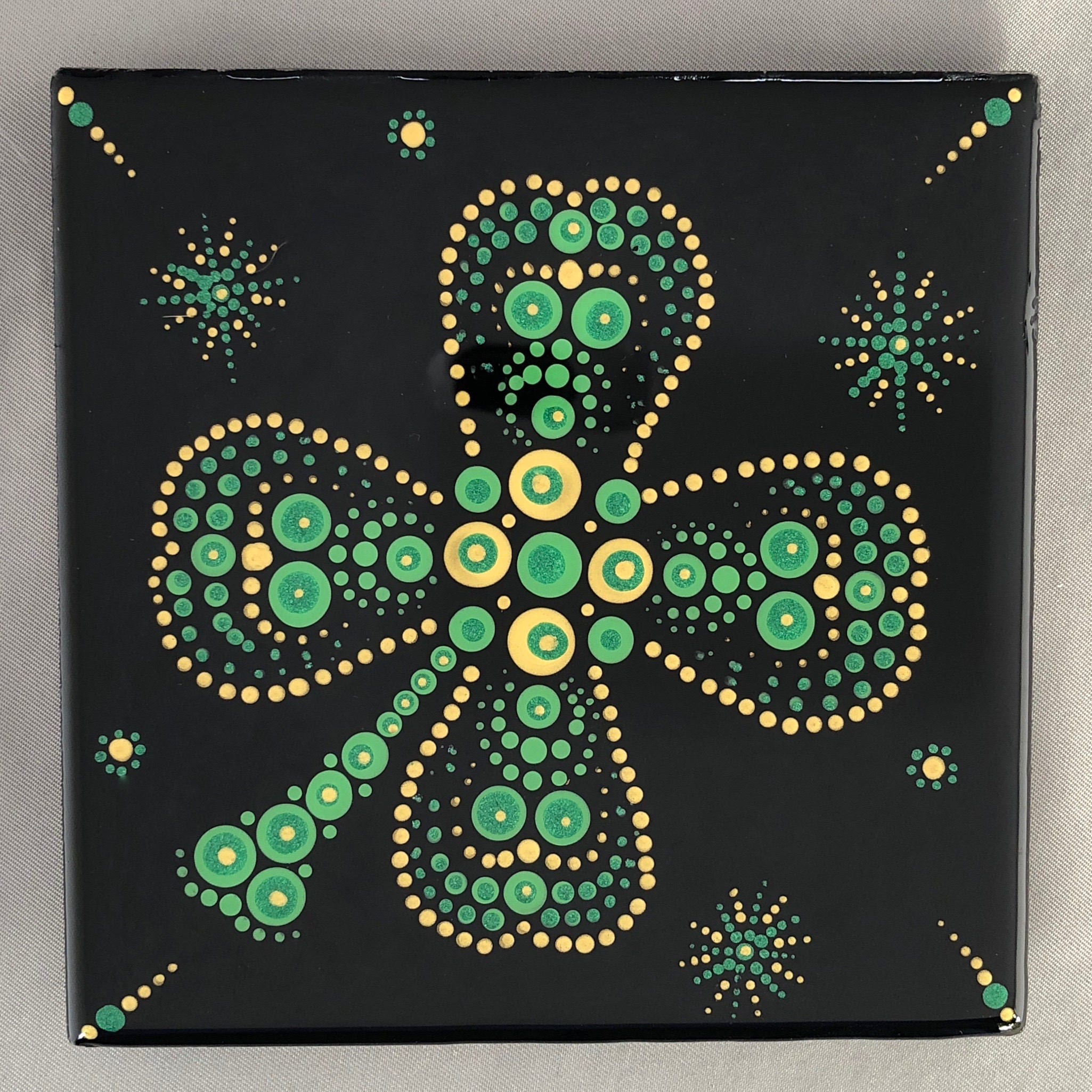 Ceramic Tile Art - “shamrock's Luck” - Hand Painted Set of 4 - Etsy