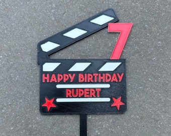 Personalised Clapperboard Birthday Cake Topper Glitter - Etsy UK