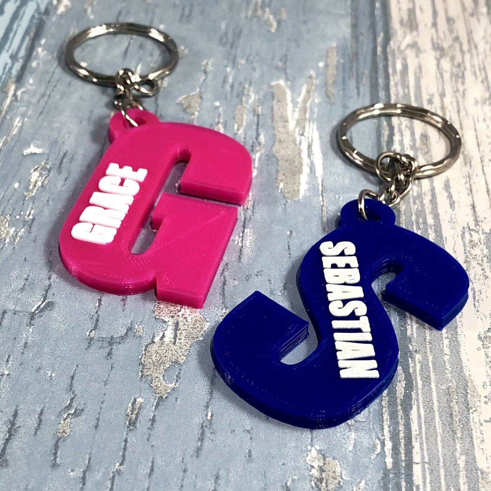 Initial Keychain/keyring 3D Printed Personalised - Etsy