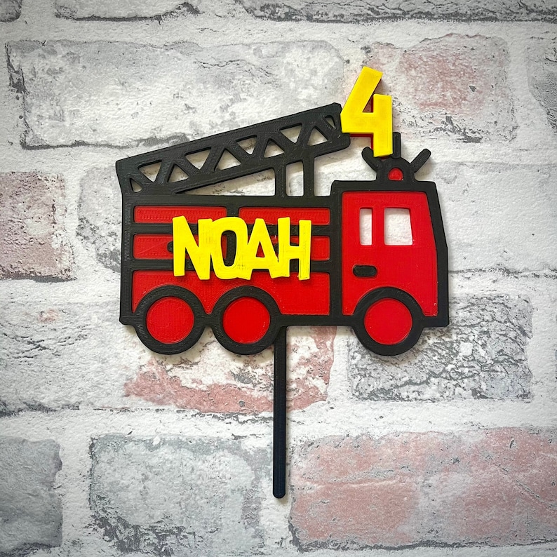 Fire Engine Cake Topper Fireman Personalised Vehicles - Etsy