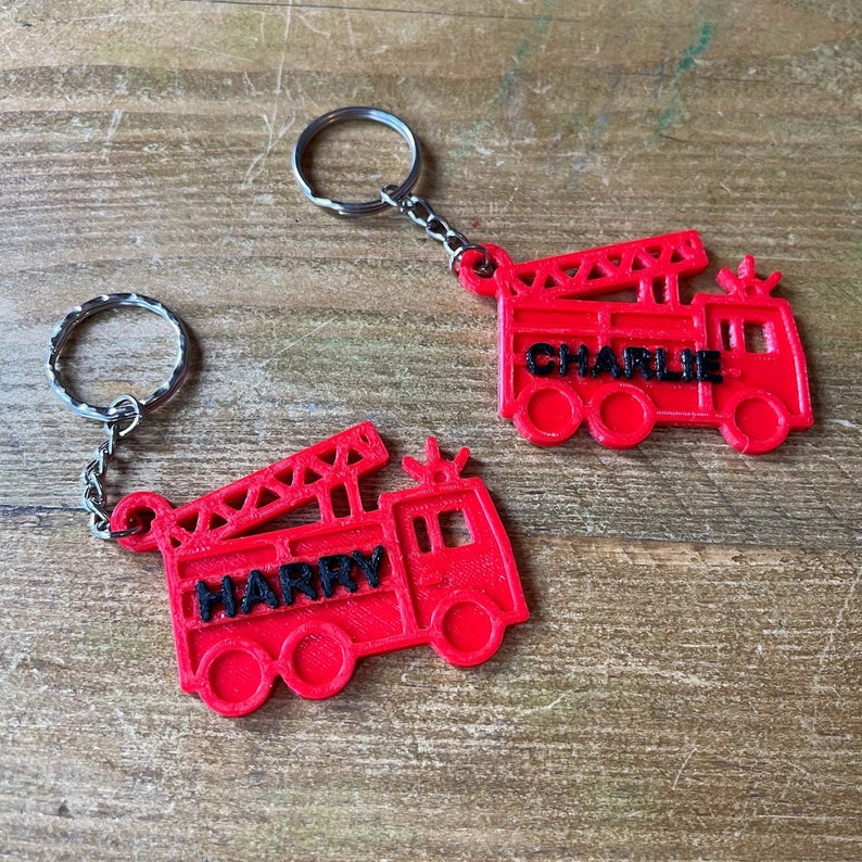 Personalised Fire Engine Keychain: 3D Printed Party Favor - Etsy