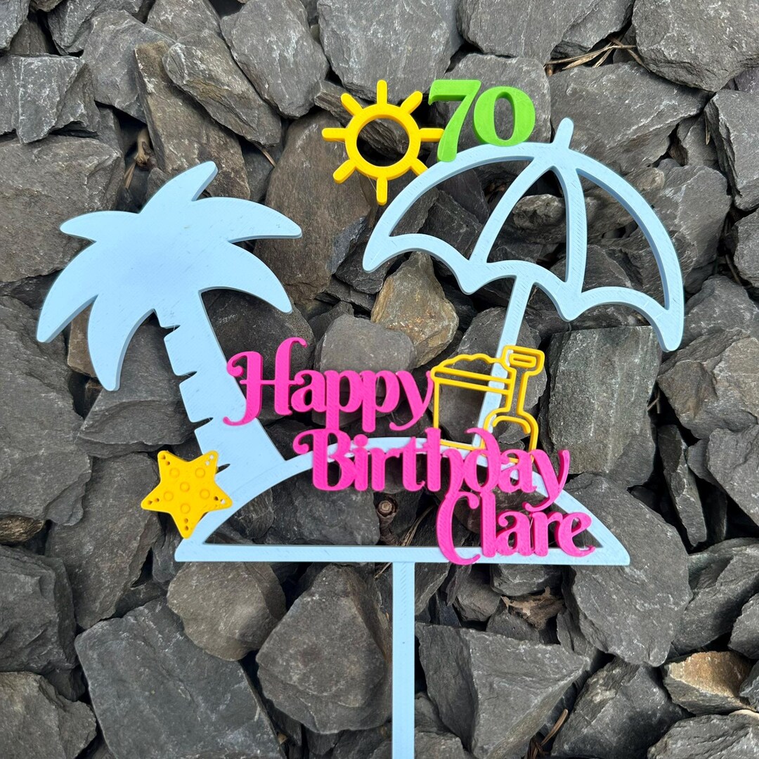 Personalised Beach Summer Sunshine Cake Topper: 3D Printed Birthday ...