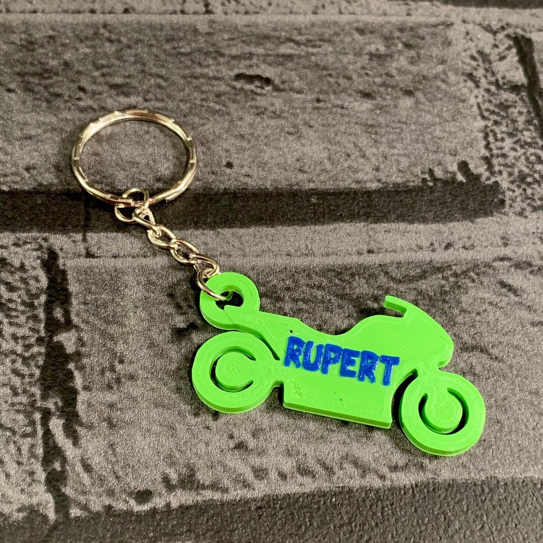 Motorbike - Motorcycle - Keychain/keyring - 3D Printed - Personalised ...