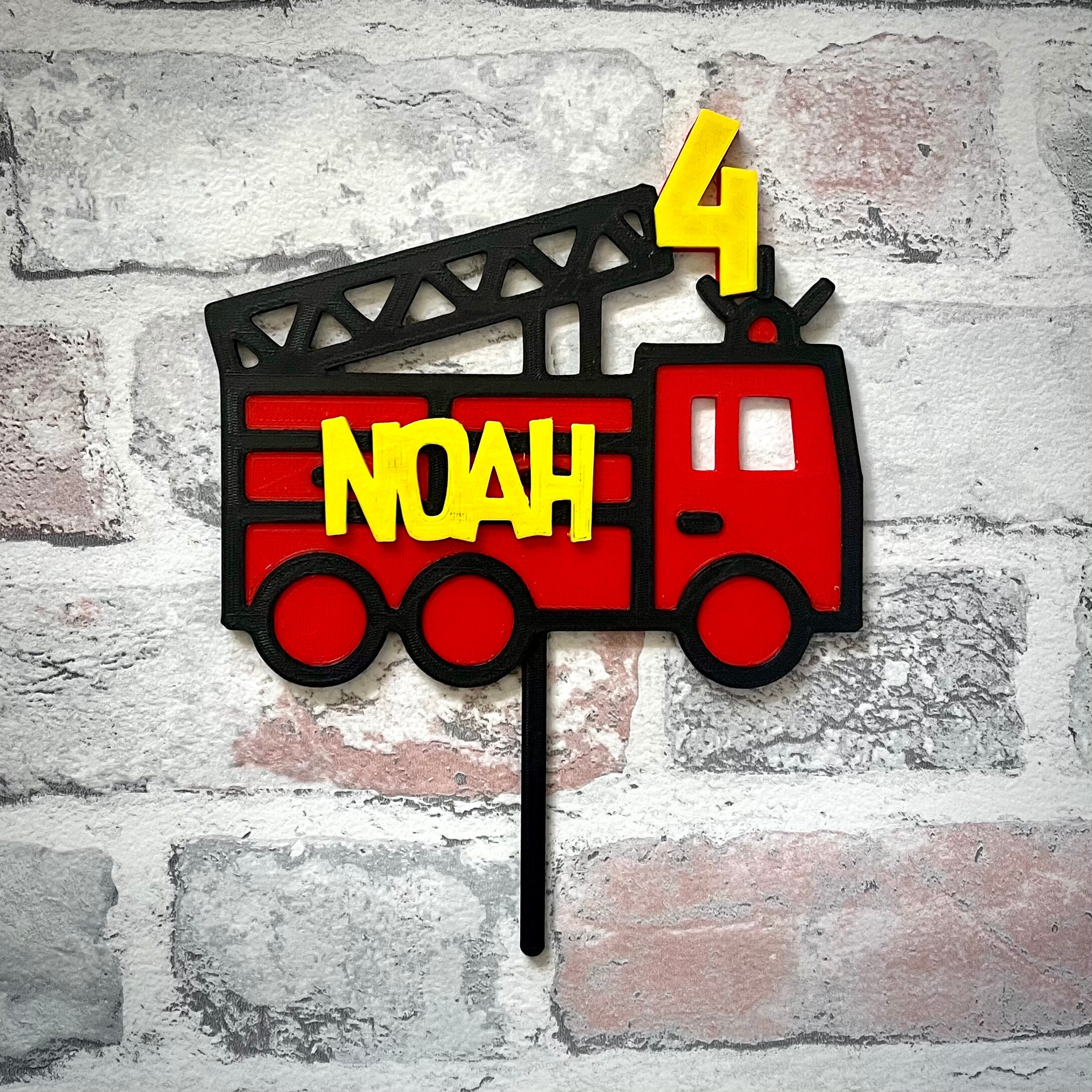 Fire Engine Cake Topper Fireman Personalised Vehicles - Etsy