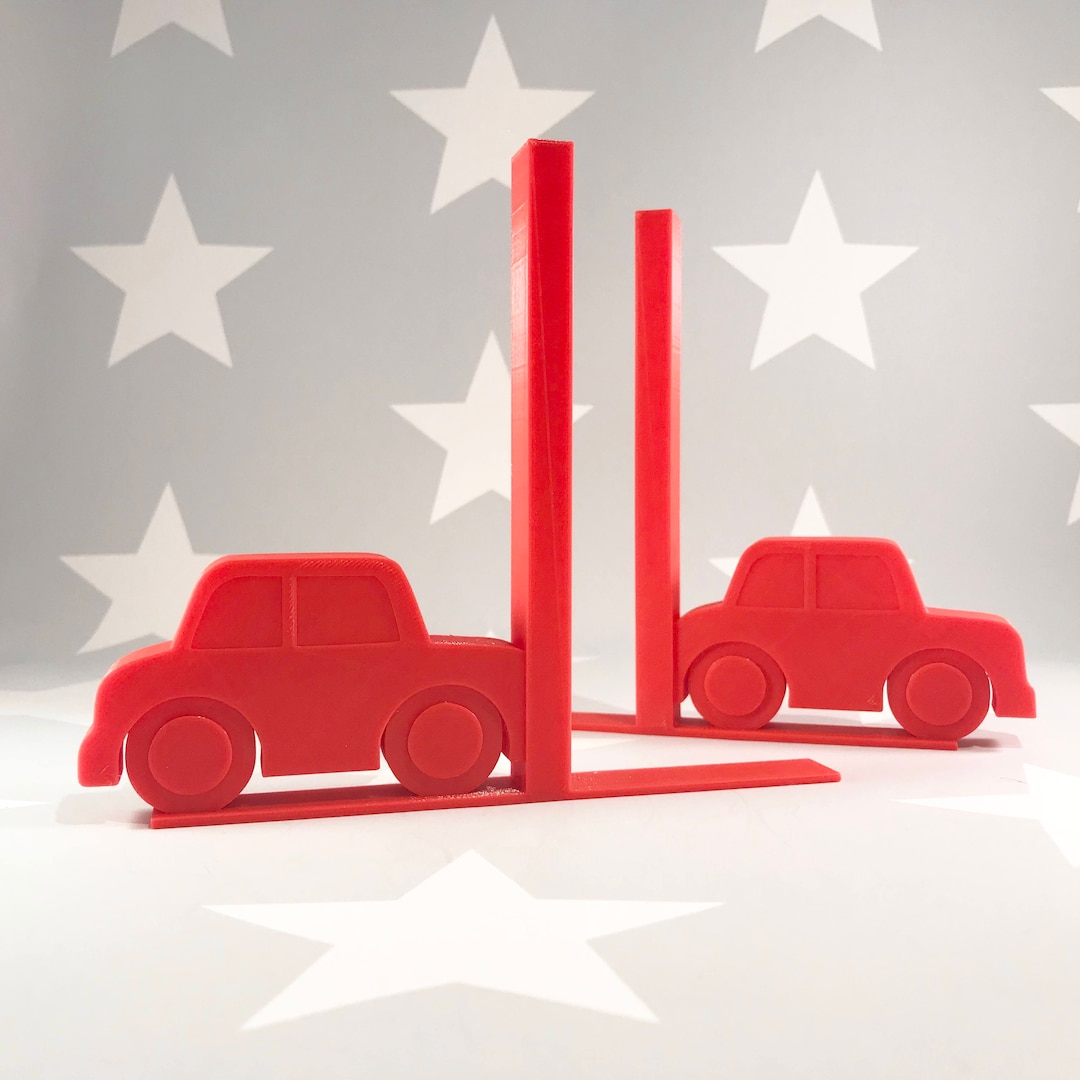 Car Bookends - 3D Printed - Book Storage - Nursery Decor - Children's ...
