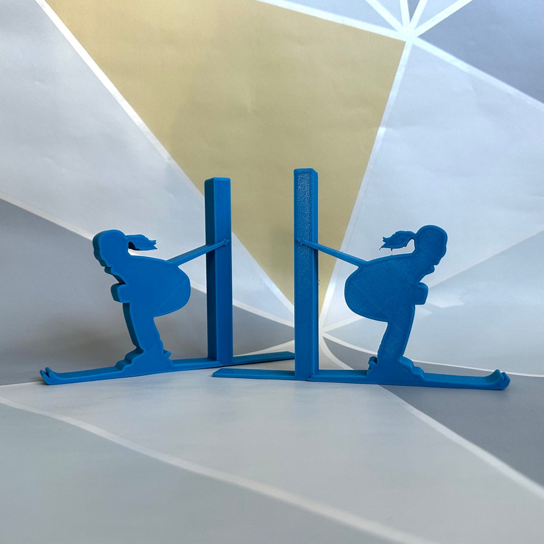 Skiing/skier Bookends - 3D Printed - Book Storage - Children's Bedroom ...