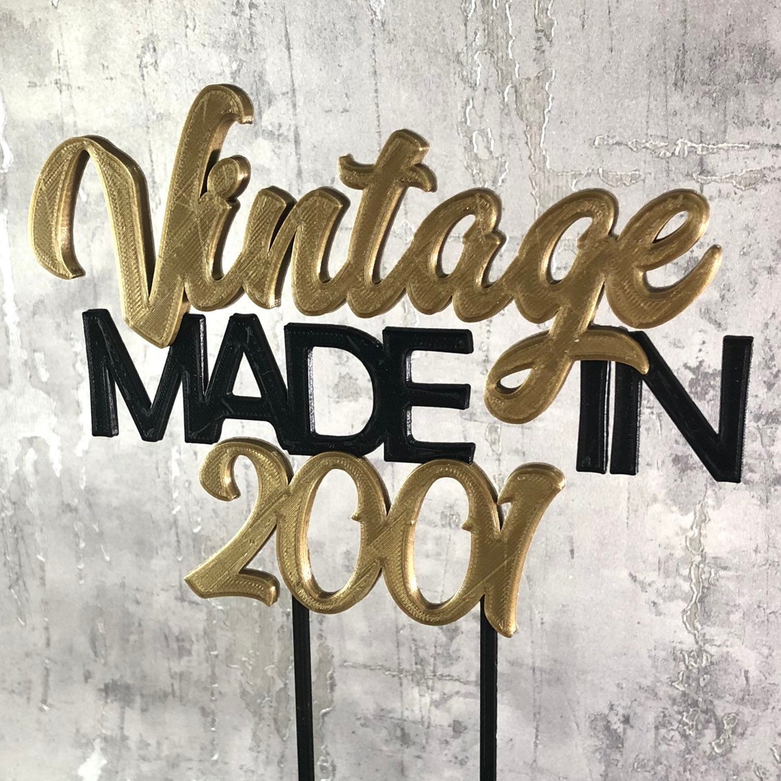 Vintage Made in 2001 Birthday Cake Topper | Etsy