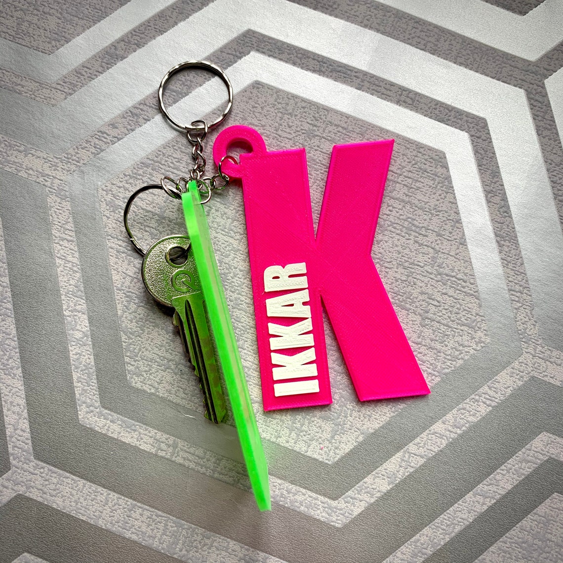 XL Initial Keychain/keyring 3D Printed Personalised | Etsy