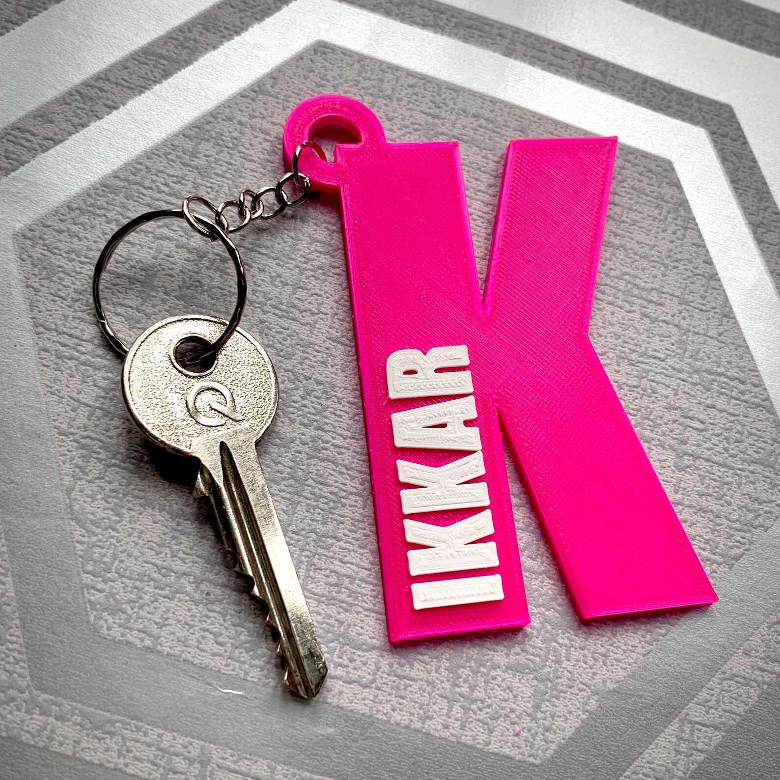 XL Initial Keychain/keyring 3D Printed Personalised - Etsy