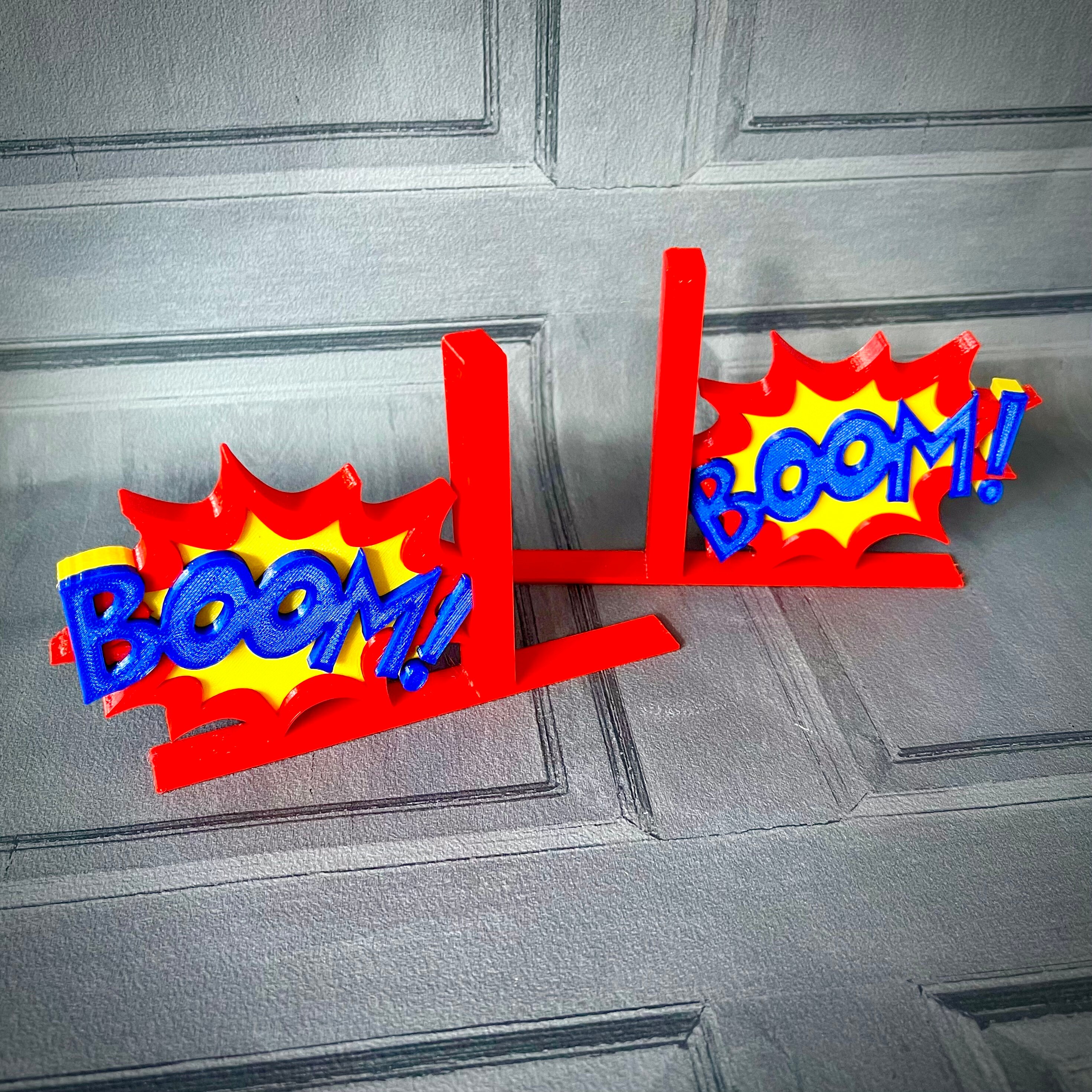 Boom Comic Style Bookends 3D Printed Book Storage | Etsy