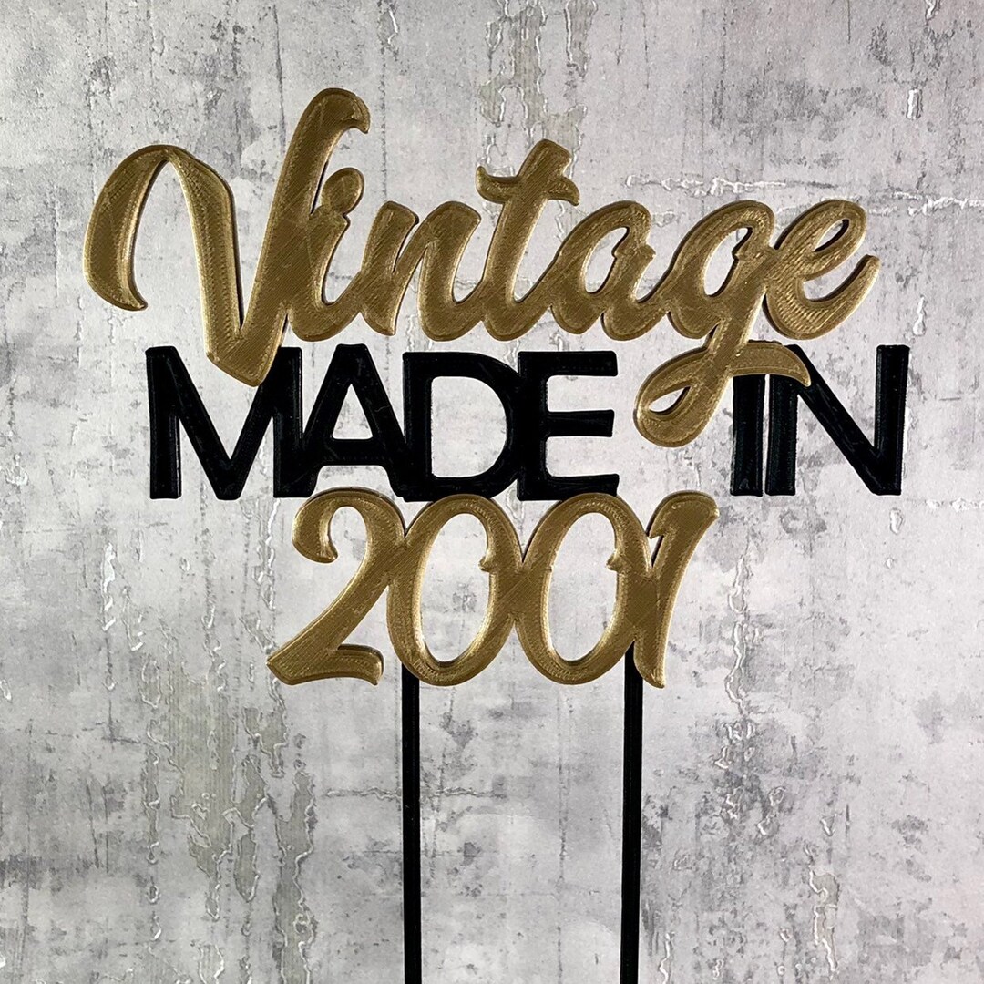 Vintage Made in 2001 - Birthday Cake Topper - 18th/21st/30th/40th/50th ...
