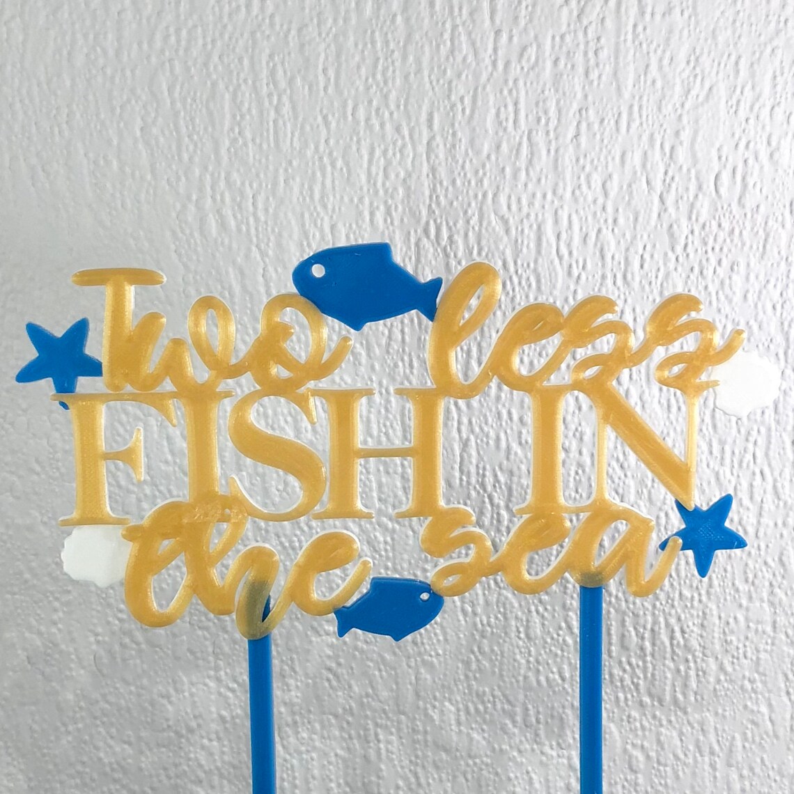 Two Less Fish in the Sea Wedding Engagement Cake Topper | Etsy