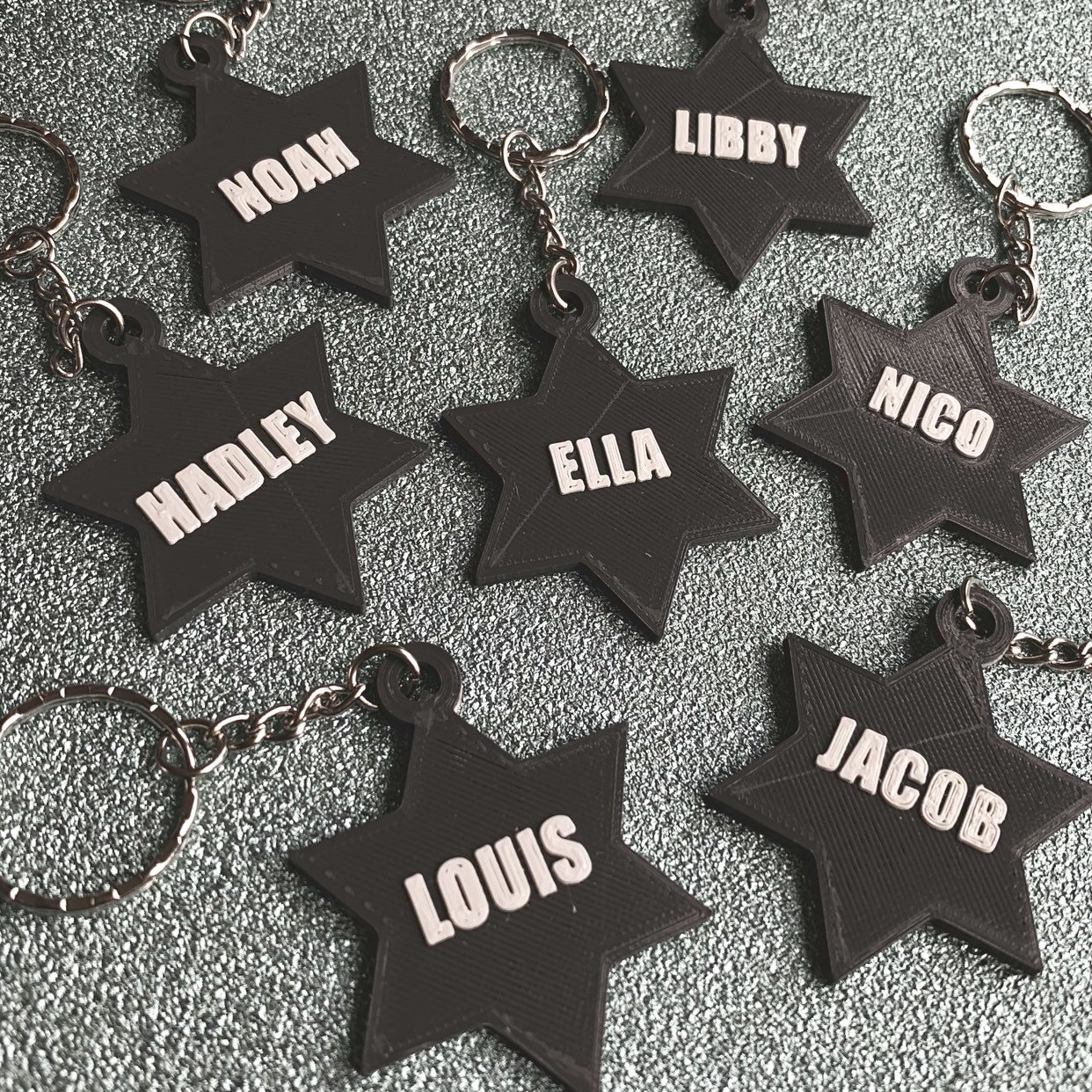 Star Keychain/Keyring 3D Printed Personalised | Etsy