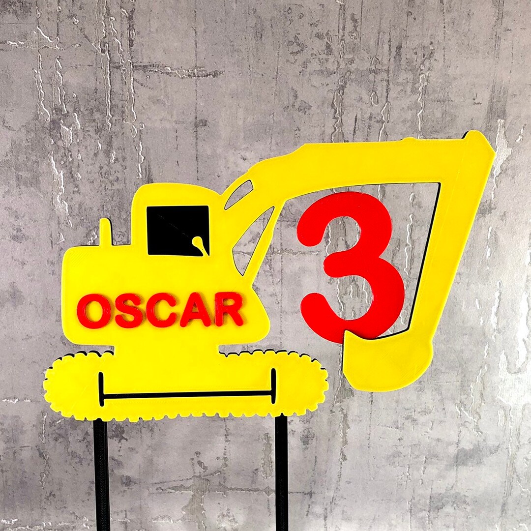 Digger Cake Topper - Construction - Personalised - Vehicles - Dump ...