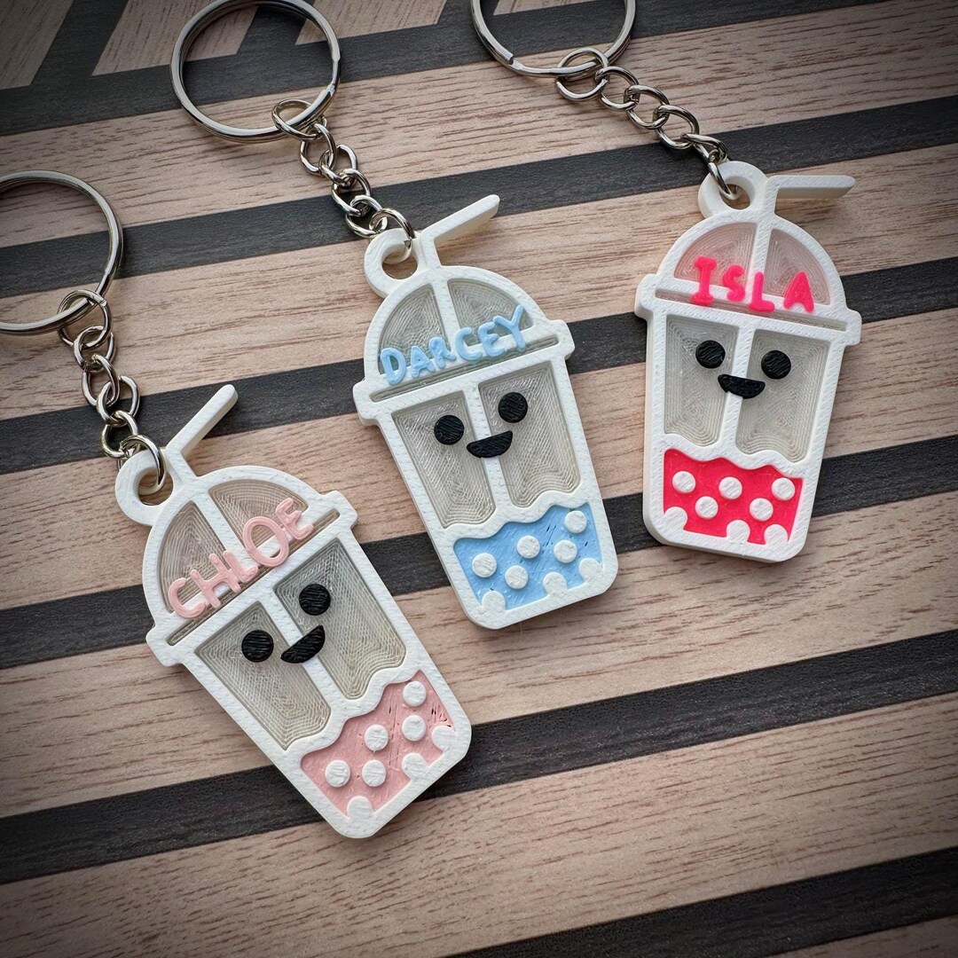 Boba Bubble Milk Fruit Tea Keyring - Keychain - Personalised 3D Printed ...
