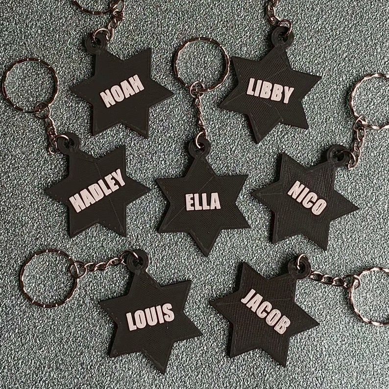 Star Keychain/keyring 3D Printed Personalised - Etsy