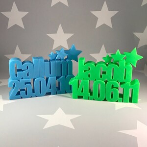 New Baby Personalised Stat Freestanding Plaques 3D Printed Christening ...