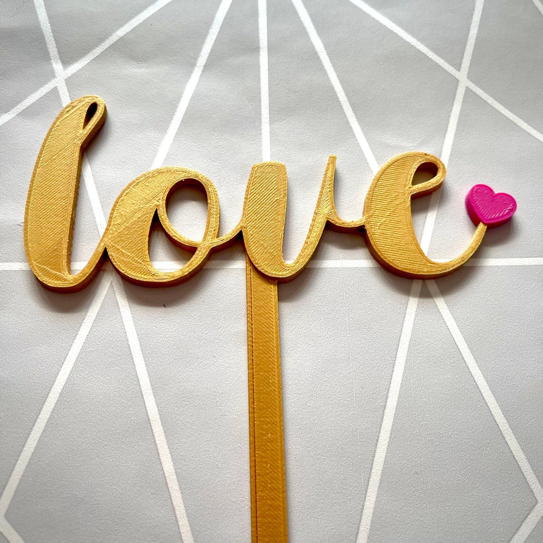 Love Heart Cake Topper: 3D Printed PLA Plastic Anniversary Decor - Etsy