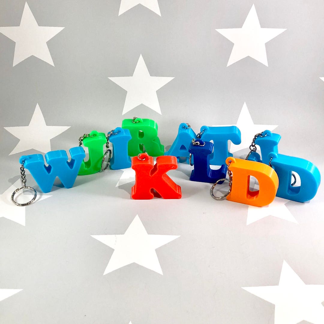Initial Lettering Keyrings / Keychains - 3D Printed Personalised ...