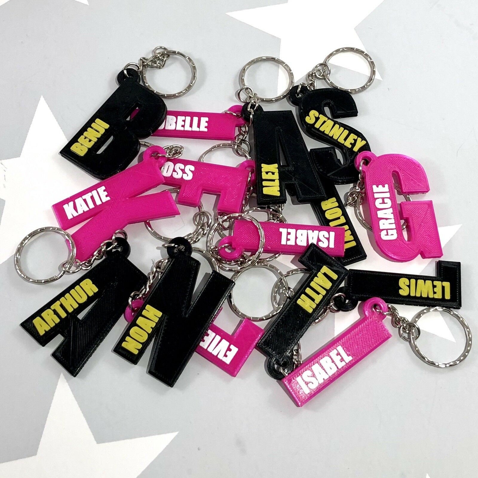 Initial Keychain/keyring 3D Printed Personalised - Etsy