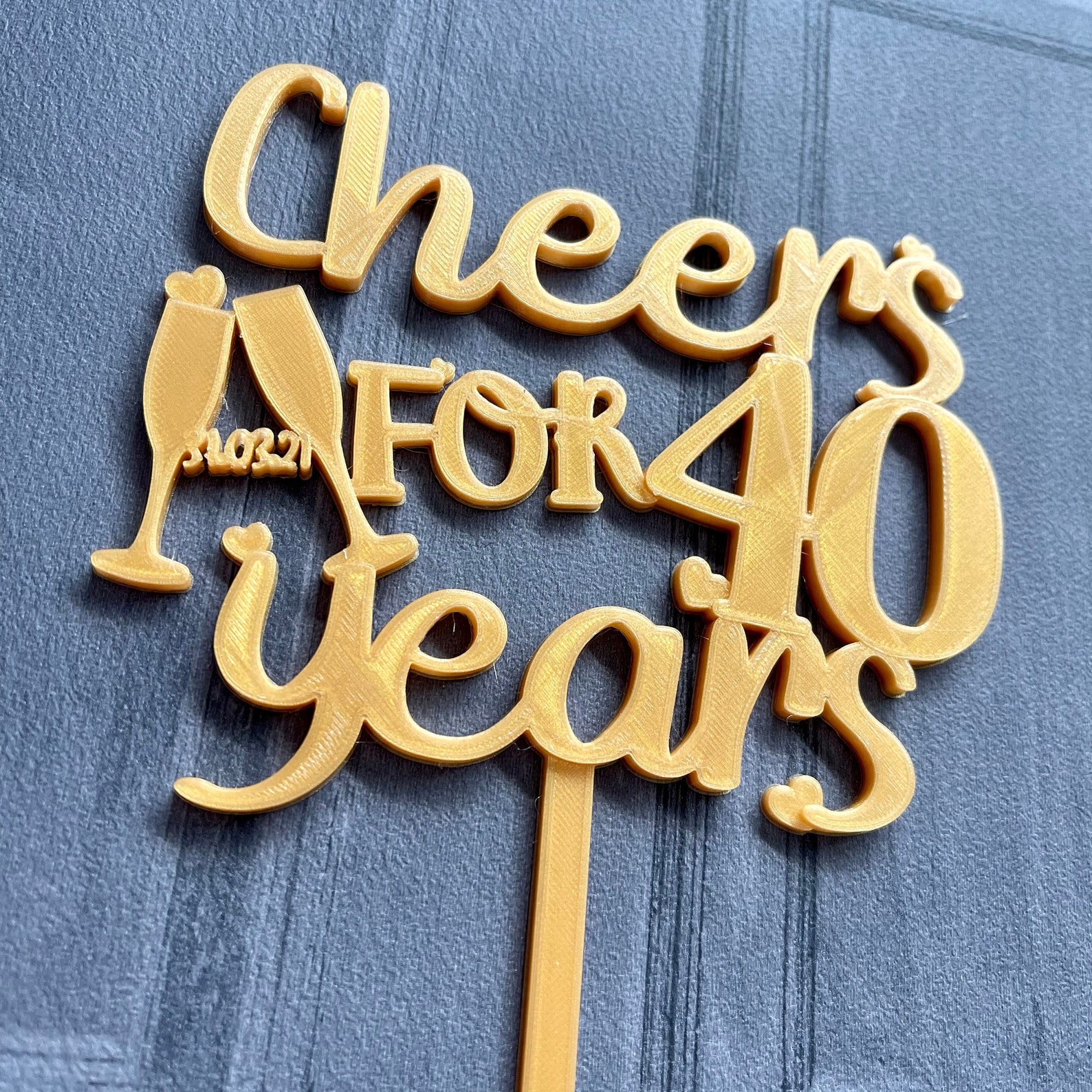 Cheers For 40 Years Cake Topper Personalised Wedding Etsy