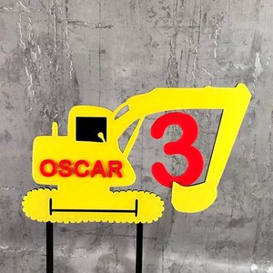 Digger Cake Topper - Construction - Personalised - Vehicles - Dump ...