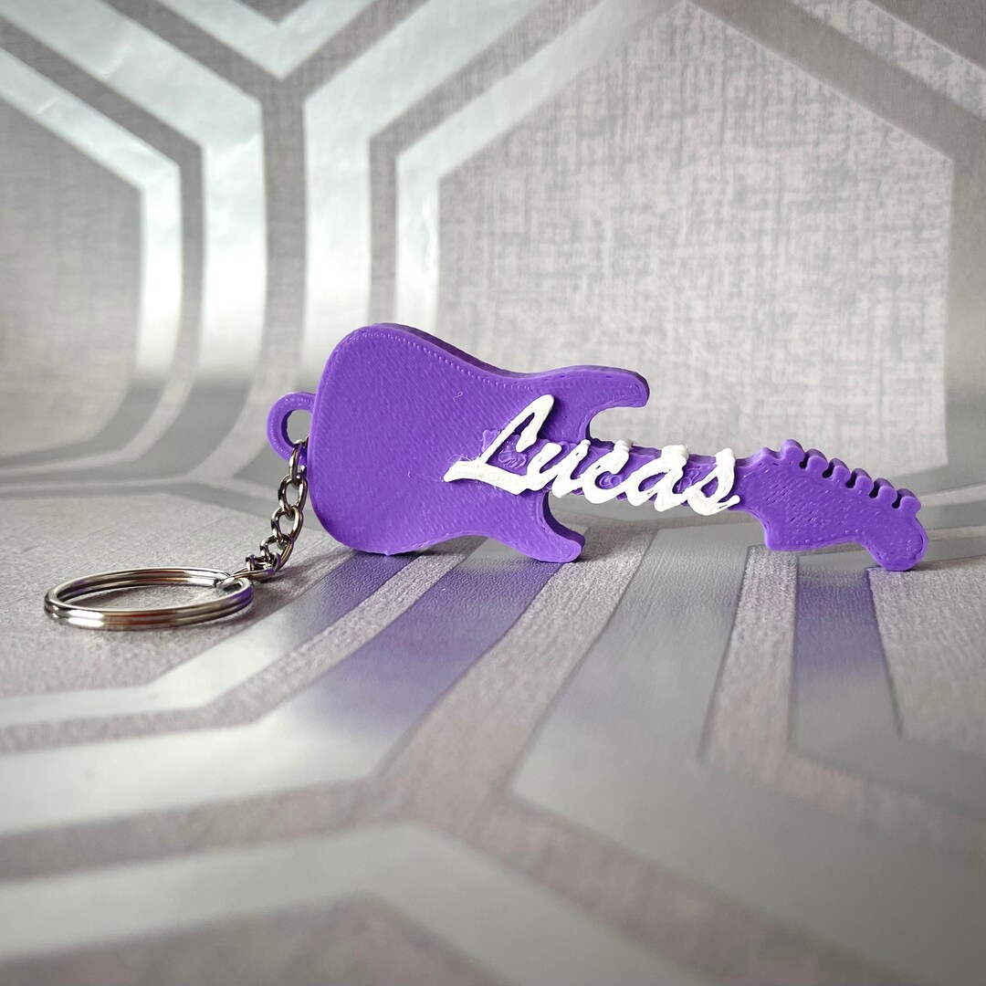 Personalized 3D Printed Guitar Keychain - S Style - Party Favor - Etsy