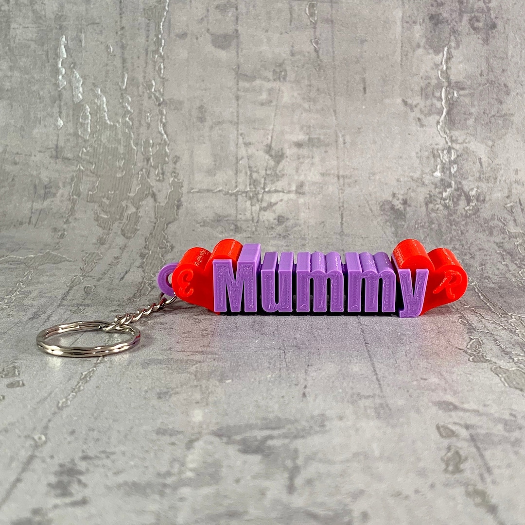 Personalised 3D Printed 'mummy' Keychain With Hearts - Etsy