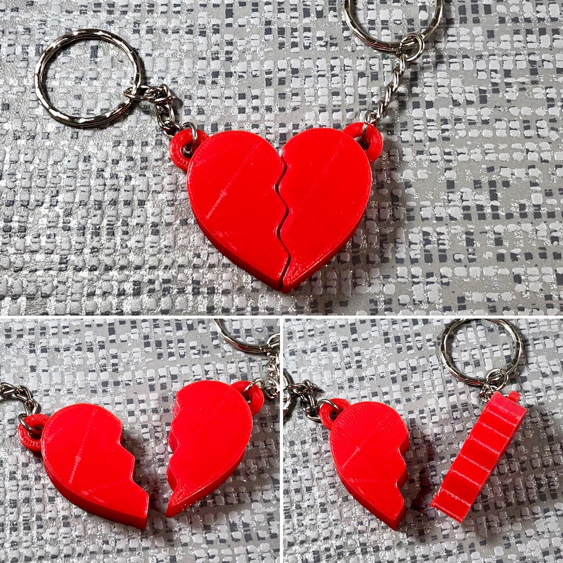 Lovers Heart Keyring Keychain 3D Printed Valentines Day | Etsy