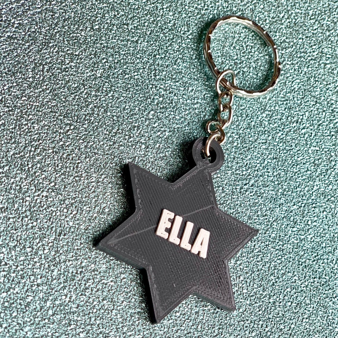 Star Keychain/keyring 3D Printed Personalised | Etsy