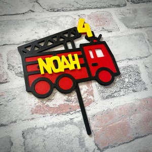 Fire Engine Cake Topper - Fireman - Personalised - Vehicles - Fire Man ...