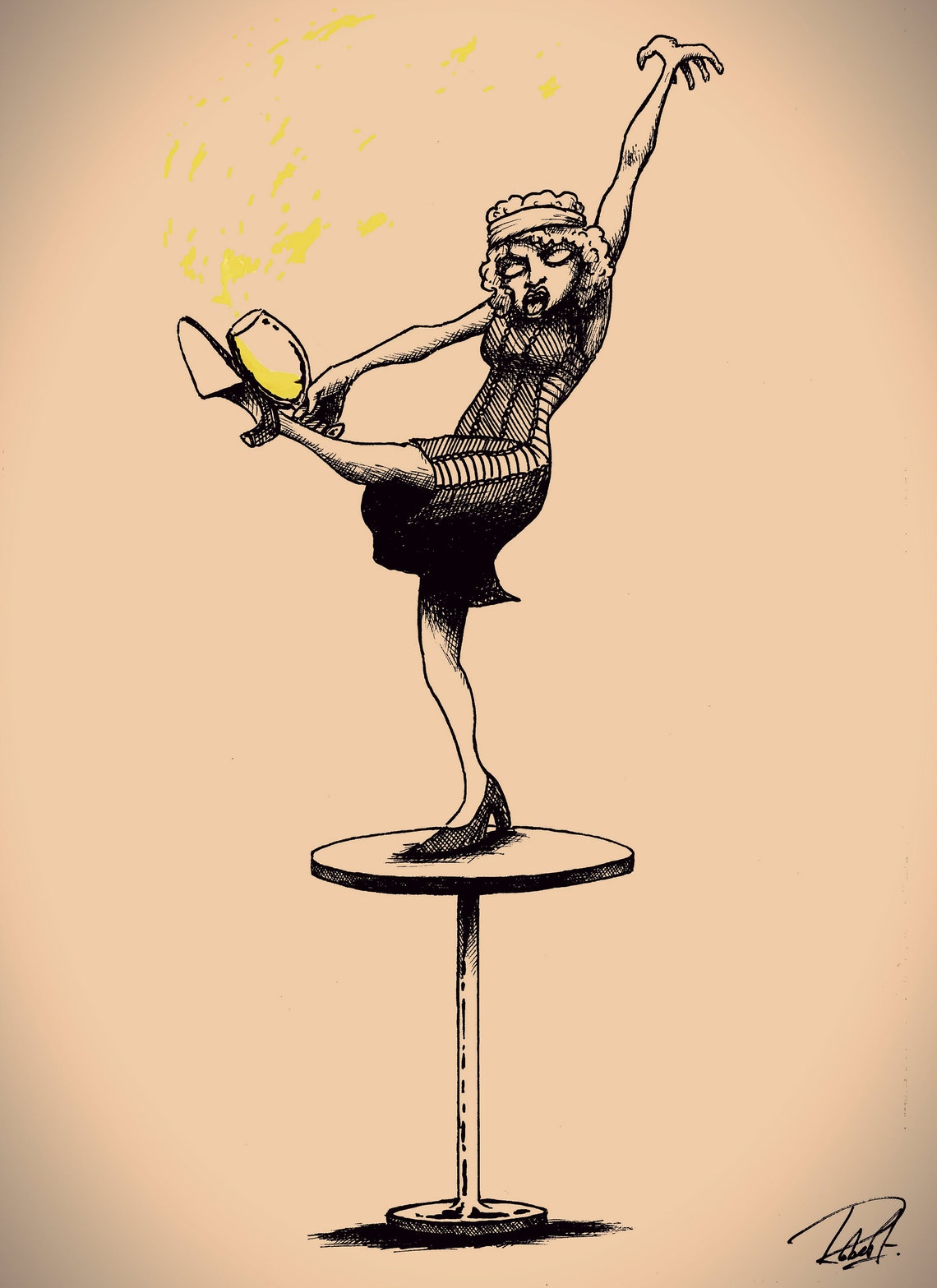 Table Dancing Print / Original Artwork Design / Fun Gift for Friends ...