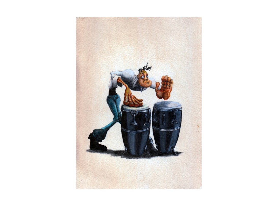 Limted Edition Colour Print - the Bongos From Havana - Original Artwork ...