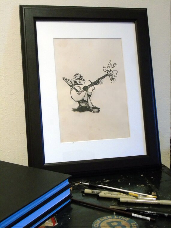 Blues Guitar Player Drawing