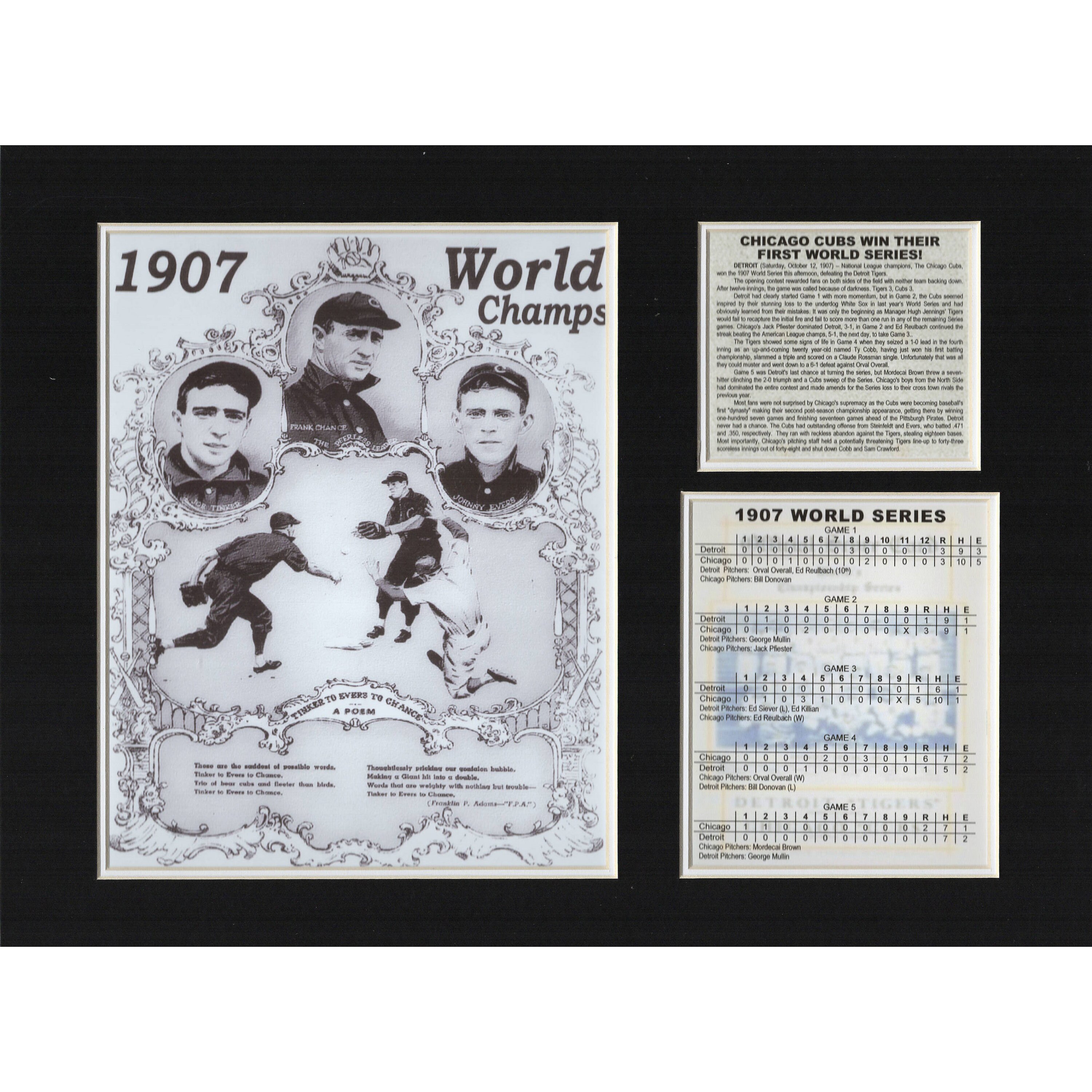 Chicago Cubs win World Series 1907 Tinker-to-Evers-to-Chance | Etsy
